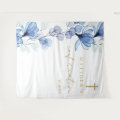 Dusty Blue Floral Confirmation Photo Backdrop | Zazzle