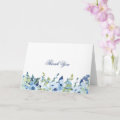 Dusty Blue Floral Elegant Folded Thank You Card | Zazzle