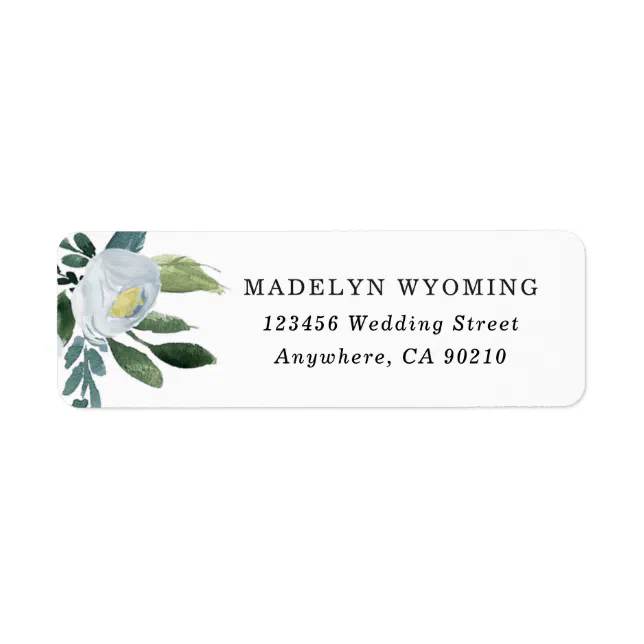 Dusty Blue Floral Garden Watercolor Rustic Wedding Label | Zazzle