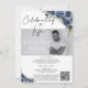 Dusty Blue Floral QR Code Memorial Photo Funeral Invitation | Zazzle