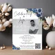 Dusty Blue Floral QR Code Memorial Photo Funeral Invitation | Zazzle