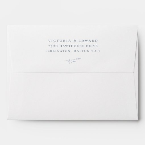 Dusty Blue Floral Wedding Invitation Envelope | Zazzle