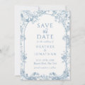 Dusty Blue Floral Wedding Save The Date Card | Zazzle
