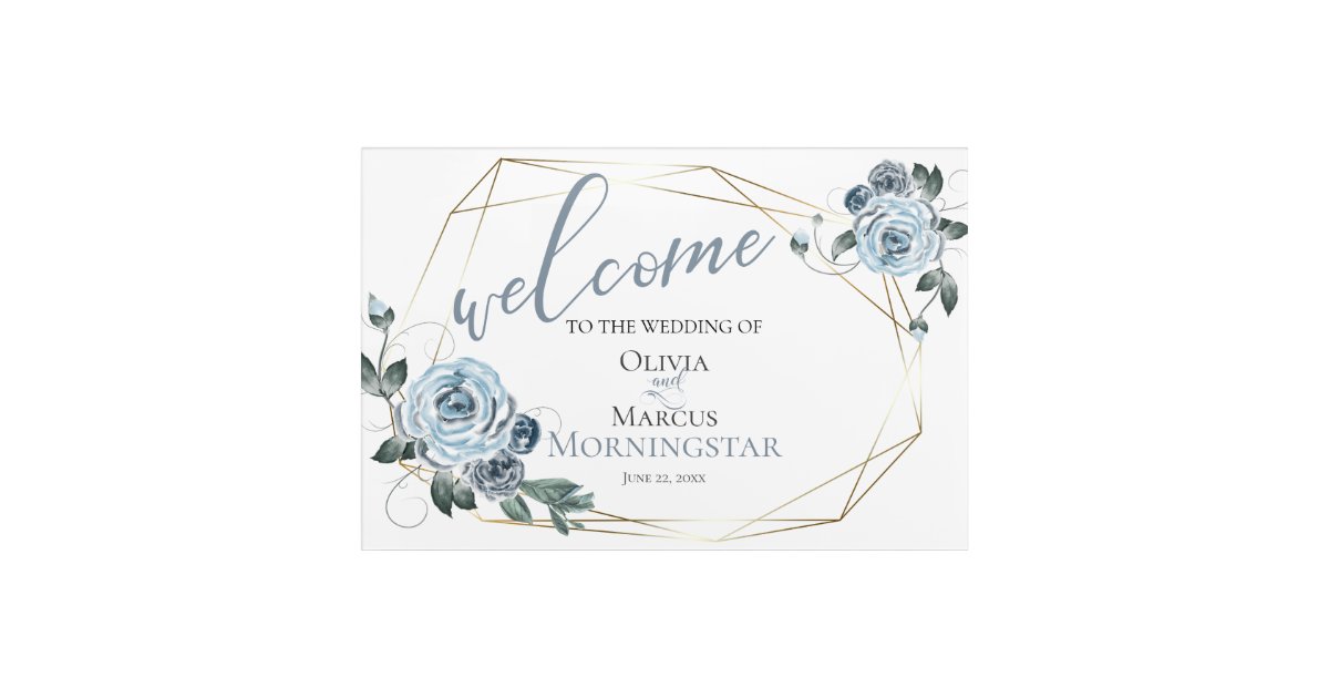 Dusty Blue Floral Wedding Welcome Acrylic Print | Zazzle