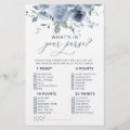 Dusty Blue Floral What's in Your Purse Game | Zazzle