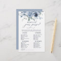 Dusty Blue Floral What's in Your Purse Game | Zazzle