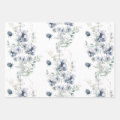 Dusty Blue Floral Wrapping Paper Sheets | Zazzle