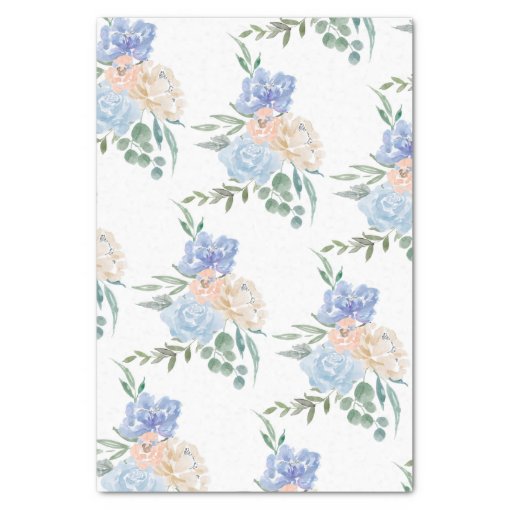 Dusty Blue Florals Wedding Invitation Tissue Paper | Zazzle