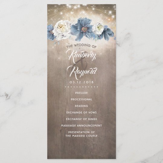 Dusty Blue Flowers Rustic Country Wedding Programs | Zazzle.com