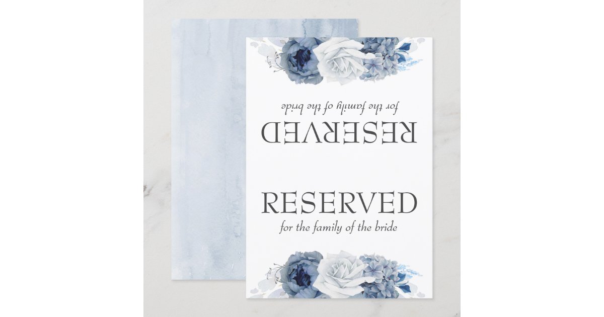 Dusty Blue Flowers Wedding Reserved Sign | Zazzle