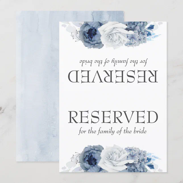 Dusty Blue Flowers Wedding Reserved Sign | Zazzle