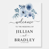 dusty blue flowers wedding welcome poster | Zazzle