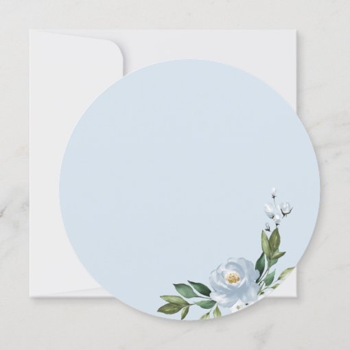 Dusty Blue Geometric Bridal Shower Round Menu Invitation | Zazzle