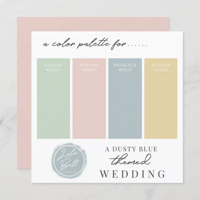 Dusty Blue Green Blush & Yellow Color Palette Card | Zazzle