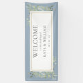 Dusty Blue Greenery Foliage Wedding Welcome Banner | Zazzle