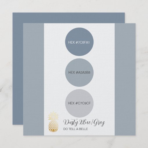 Dusty Blue Grey Color Palette Card | Zazzle