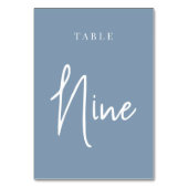 Dusty Blue Hand Scripted Table NINE Table Number | Zazzle