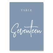 Dusty Blue Hand Scripted Table SEVENTEEN Table Number | Zazzle