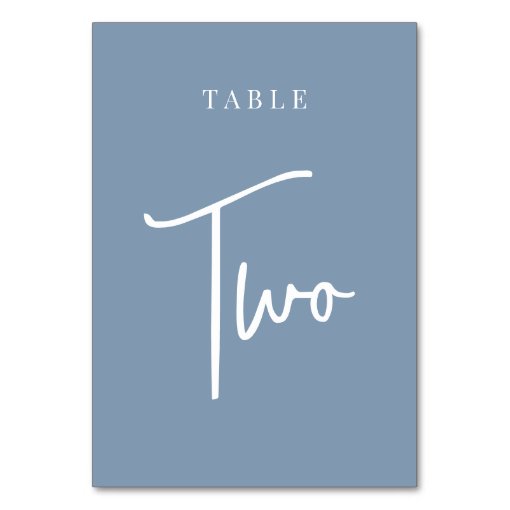 Dusty Blue Hand Scripted Table TWO Table Number | Zazzle
