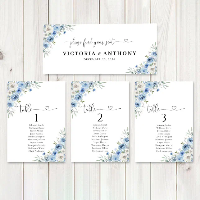 Dusty Blue Ivory Wedding Head Table Sign | Zazzle
