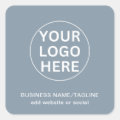 Dusty Blue l Professional Business Logo & Text Square Sticker | Zazzle