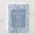 Dusty Blue Line Art Wildflowers Floral Bridal Invitation | Zazzle