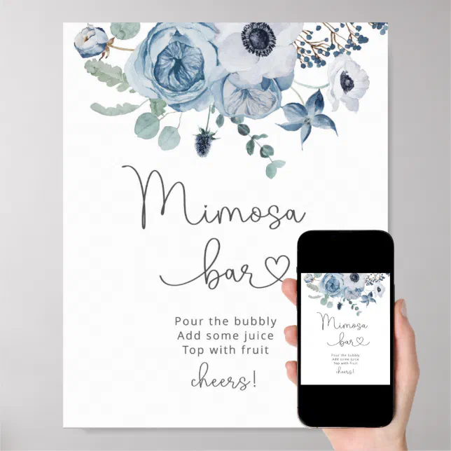 Dusty blue mimosa bar sign | Zazzle