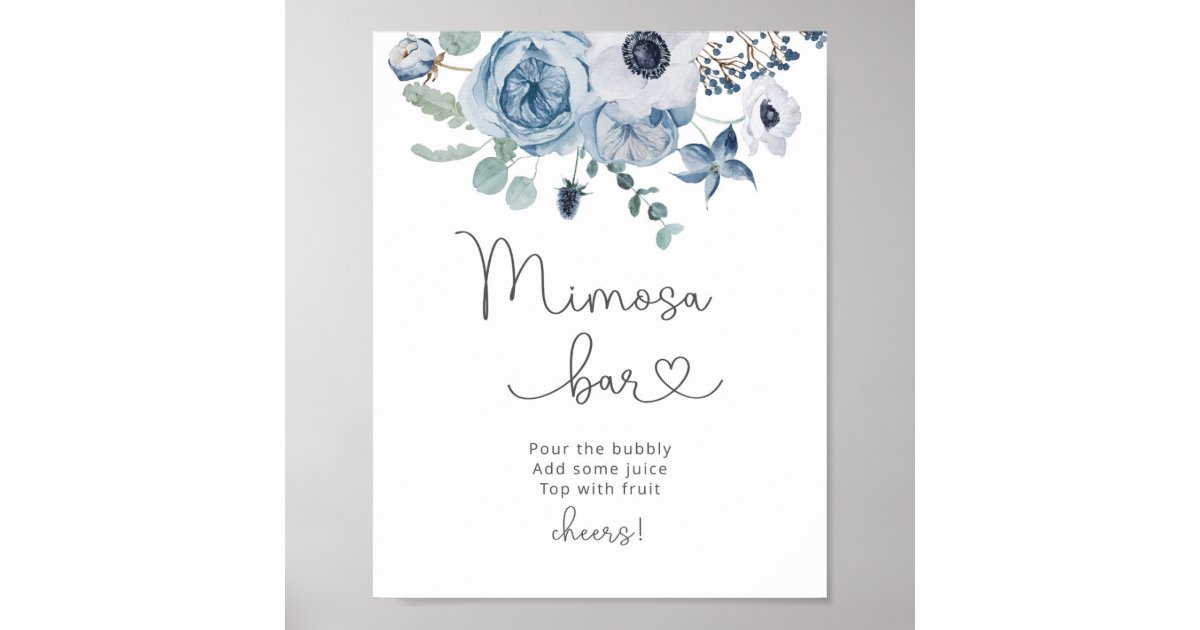 Dusty blue mimosa bar sign | Zazzle