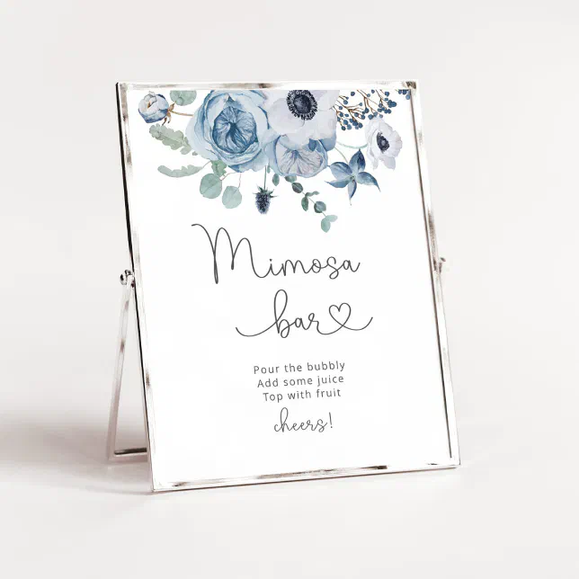 Dusty blue mimosa bar sign | Zazzle