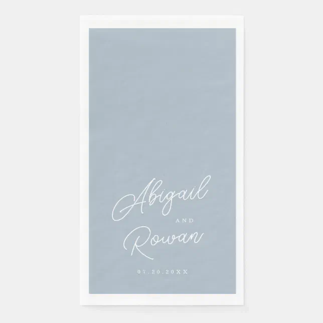 Dusty Blue Minimal Modern Script Paper Guest Towel | Zazzle