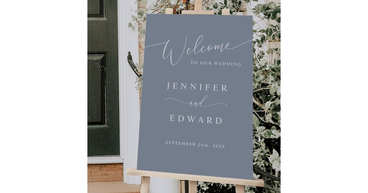 Dusty Blue Minimal Wedding Welcome Sign | Zazzle