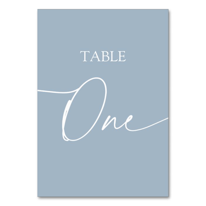 Dusty blue minimalist elegant table number | Zazzle.com