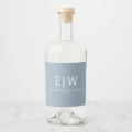 Dusty Blue Minimalist Modern Monogram Elegant Liquor Bottle Label | Zazzle