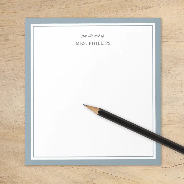Dusty Blue Minimalist Monogram Teacher Gift Notepad | Zazzle