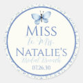 Dusty Blue Miss To Mrs Custom Floral Bridal Shower Classic Round ...