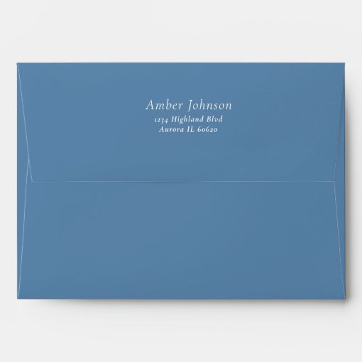Dusty Blue Modern Delicate Simple Floral Wedding Envelope | Zazzle