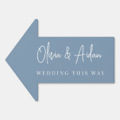Dusty Blue | Modern Handwritten Wedding This Way Sign | Zazzle