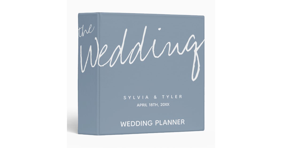 Dusty Blue Modern Minimalist Wedding Planner 3 Ring Binder | Zazzle