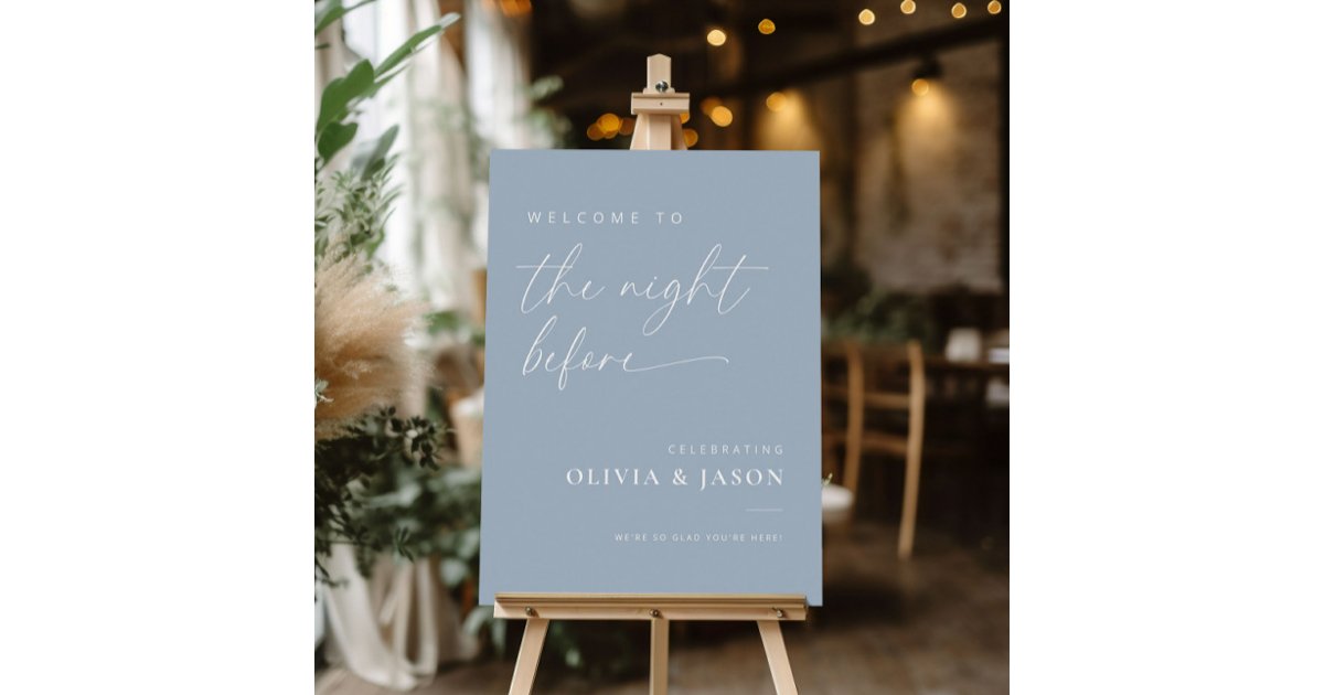 Dusty Blue Modern Rehearsal Dinner Welcome Sign | Zazzle