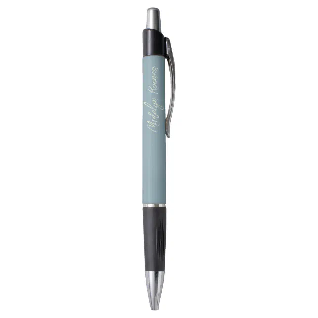 Dusty Blue Modern Script Typography Personalized Pen | Zazzle