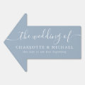 Dusty Blue Modern Script Wedding This Way Arrow Sign | Zazzle