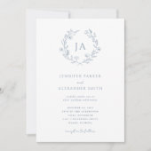Dusty Blue Monogram Wedding Invitation | Zazzle