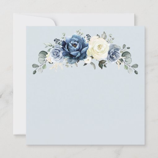 Dusty Blue Navy Champagne Ivory Bridal Shower Invi Invitation | Zazzle