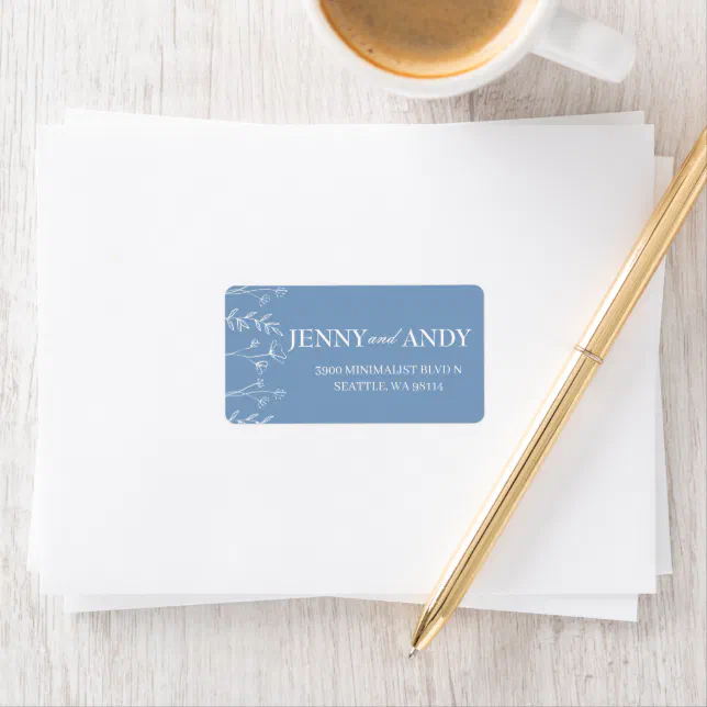 Dusty Blue Periwinkle White Floral Wedding Address Label | Zazzle