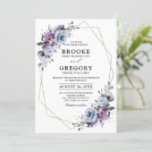 Dusty Blue Purple Gold Geometric Wedding Invitation | Zazzle