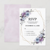 Dusty Blue Purple Navy Lilac Blooms Wedding RSVP Card | Zazzle