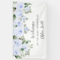 Dusty Blue Rose Floral Baby Shower Welcome Banner | Zazzle
