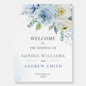 Dusty Blue Rose Floral Wedding Welcome Sign | Zazzle