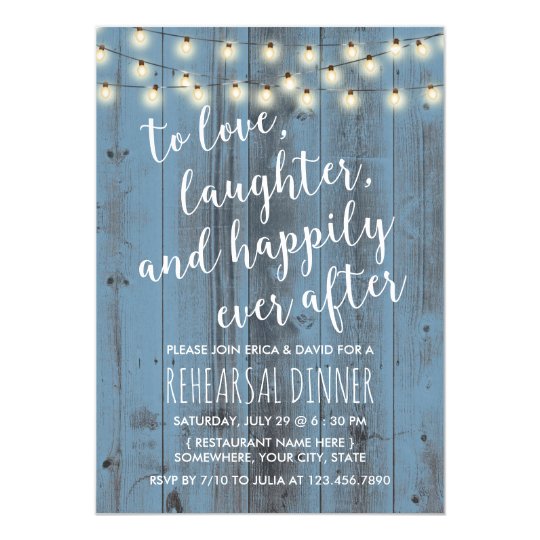 Dusty Blue Rustic Barn Wedding Rehearsal Dinner Invitation | Zazzle.com