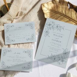 Dusty Blue Rustic Wedding Invitation | Zazzle